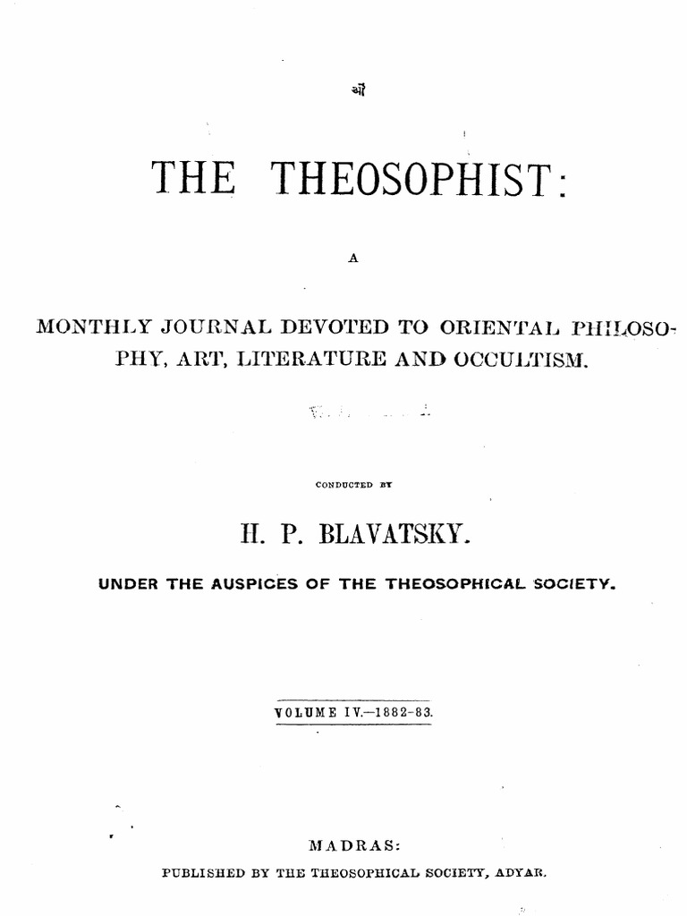 The Theosophist Volume 04 (Oct 1882 - Sep 1883) | PDF | Theosophy ...