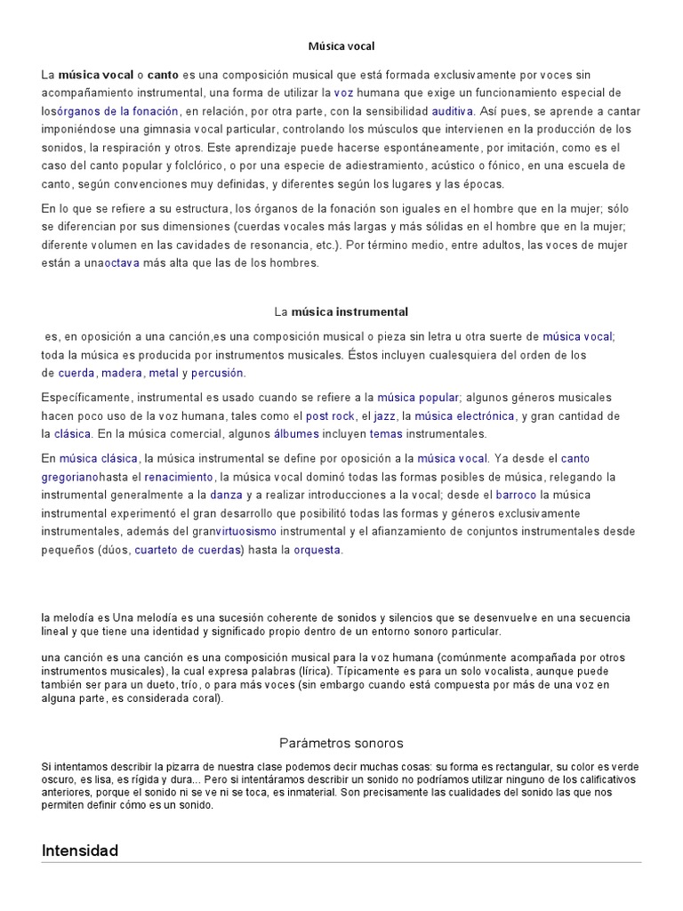 Parametros Sonoros | PDF | Música vocal | Sonido