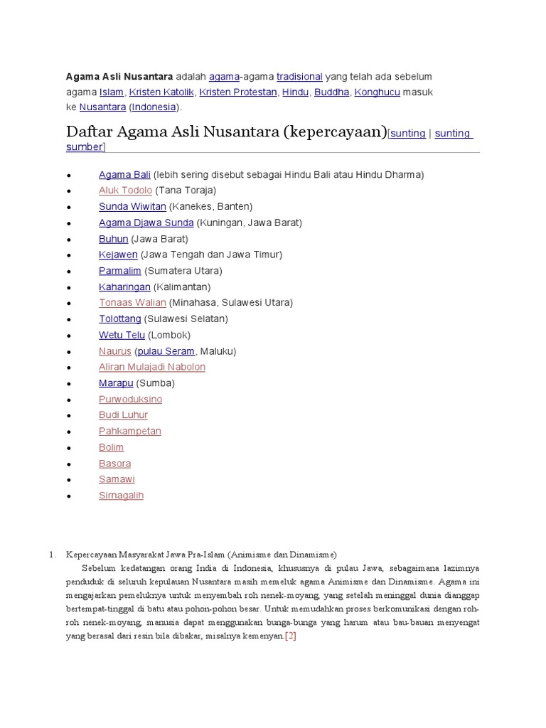 Agama Asli Nusantara | PDF