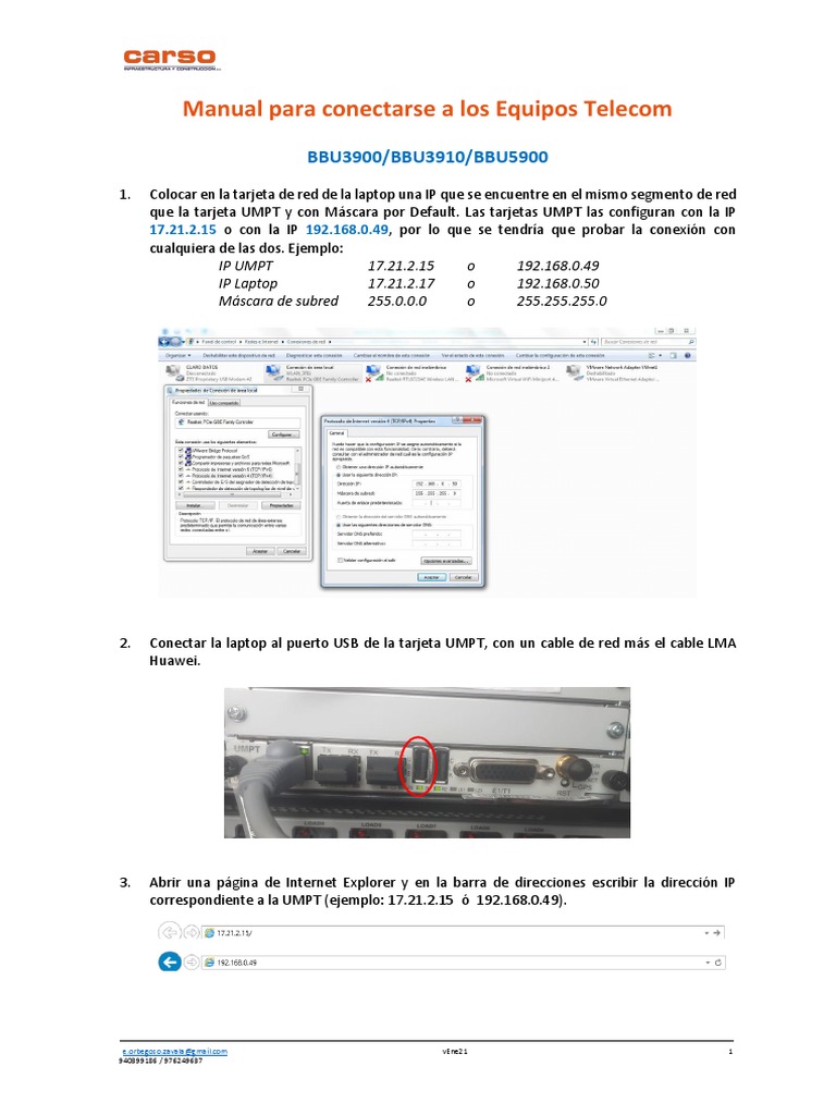 Manual para Conectarse A Equipos Telecom | PDF | Dirección IP ...