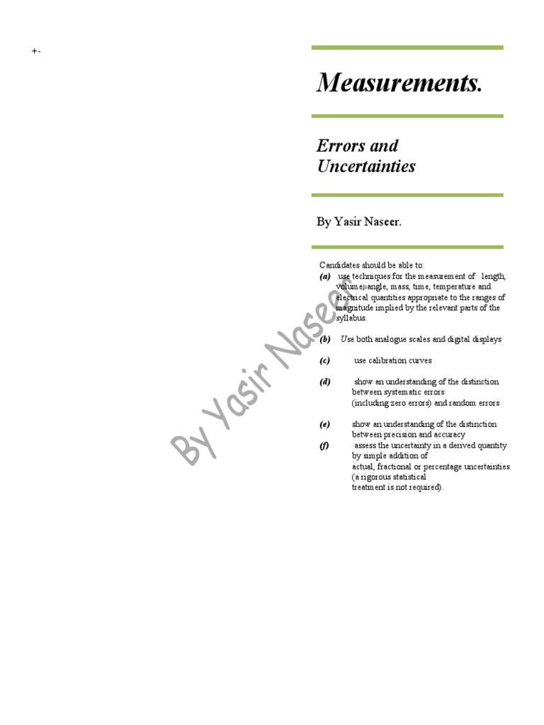 Understanding Measurement Errors in Physics | PDF | Observational Error | Accuracy And Precision