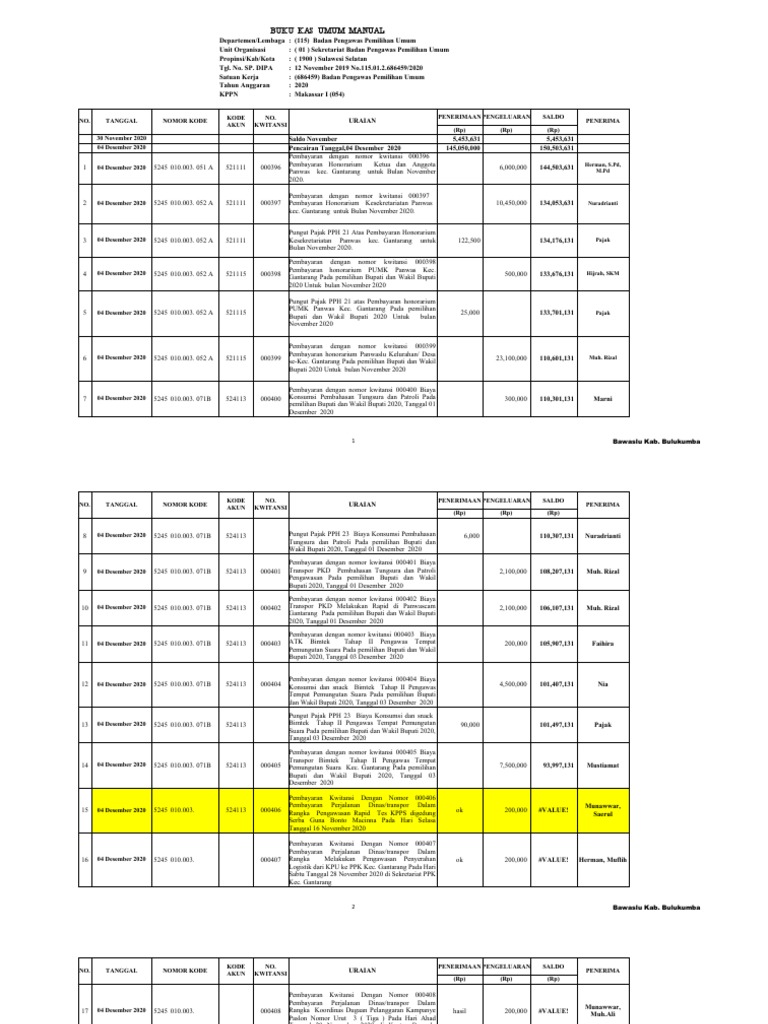 Bku Manual Desember Valid | PDF