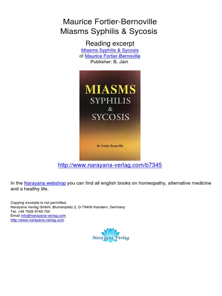 Miasms Syphilis & Sycosis Excerpt | PDF | Homeopathy | Pseudo Scholarship