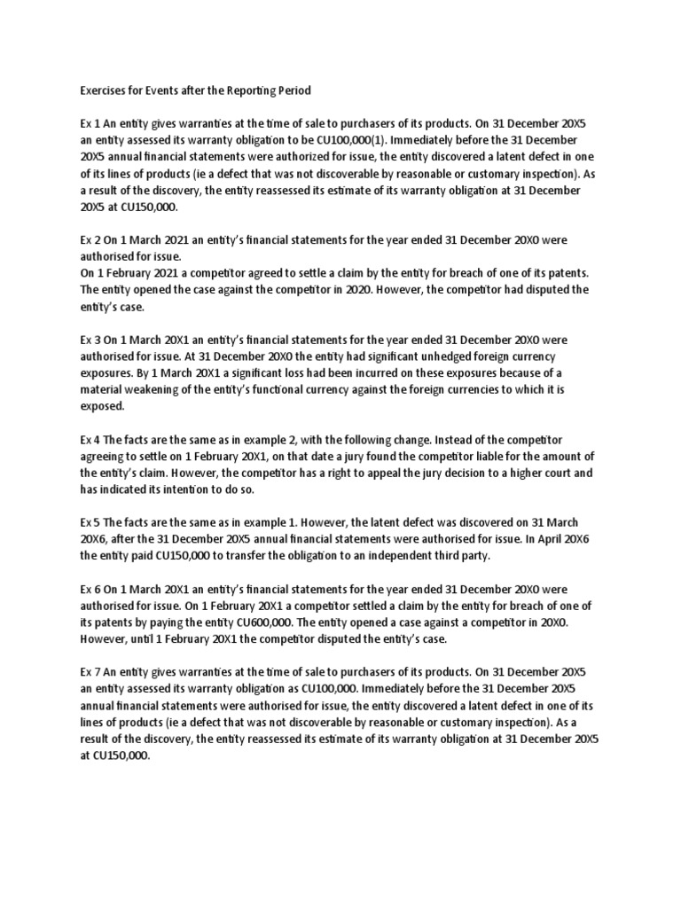 Events After Reporting Period Sample | PDF | Dividend | Corporations