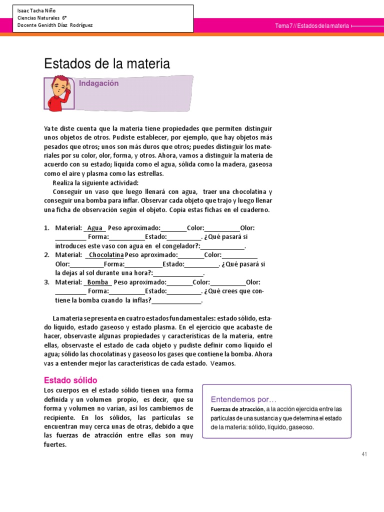Estados de La Materia Tercer Período | PDF | Gases | Mezcla