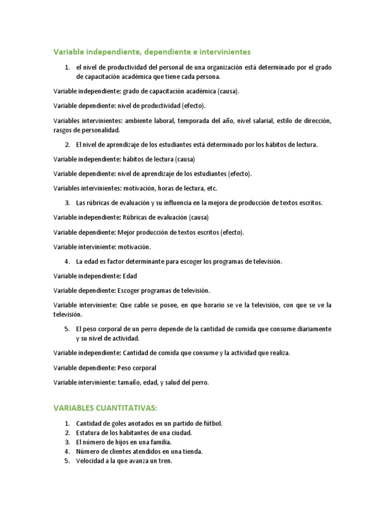 Tipos de Variables Con Ejemplos | PDF | Vacas | Pediatría