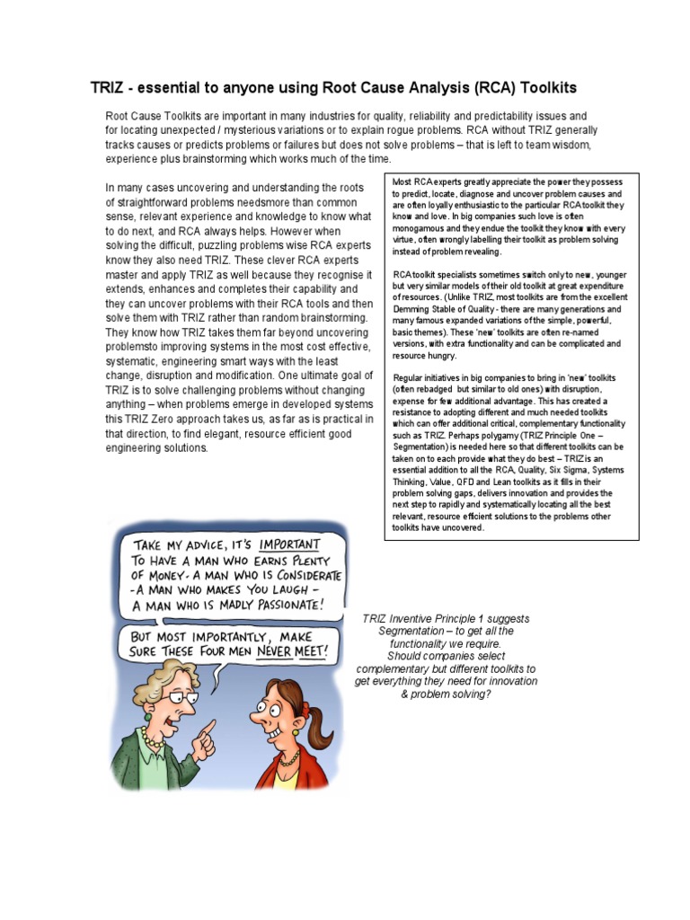 TRIZ and Root Cause Analysis Article by Karen Gadd | PDF | Business