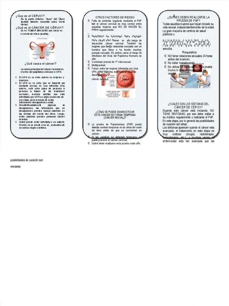 PDF Cancer Del Cuello Uterino Triptico | PDF | Cáncer de cuello uterino | Cáncer