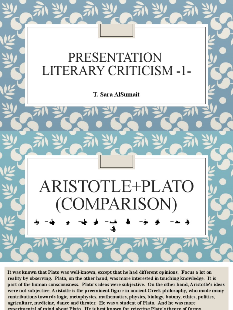 Presentation Literary Criticism - 1-: T. Sara Alsumait | PDF | Plato ...