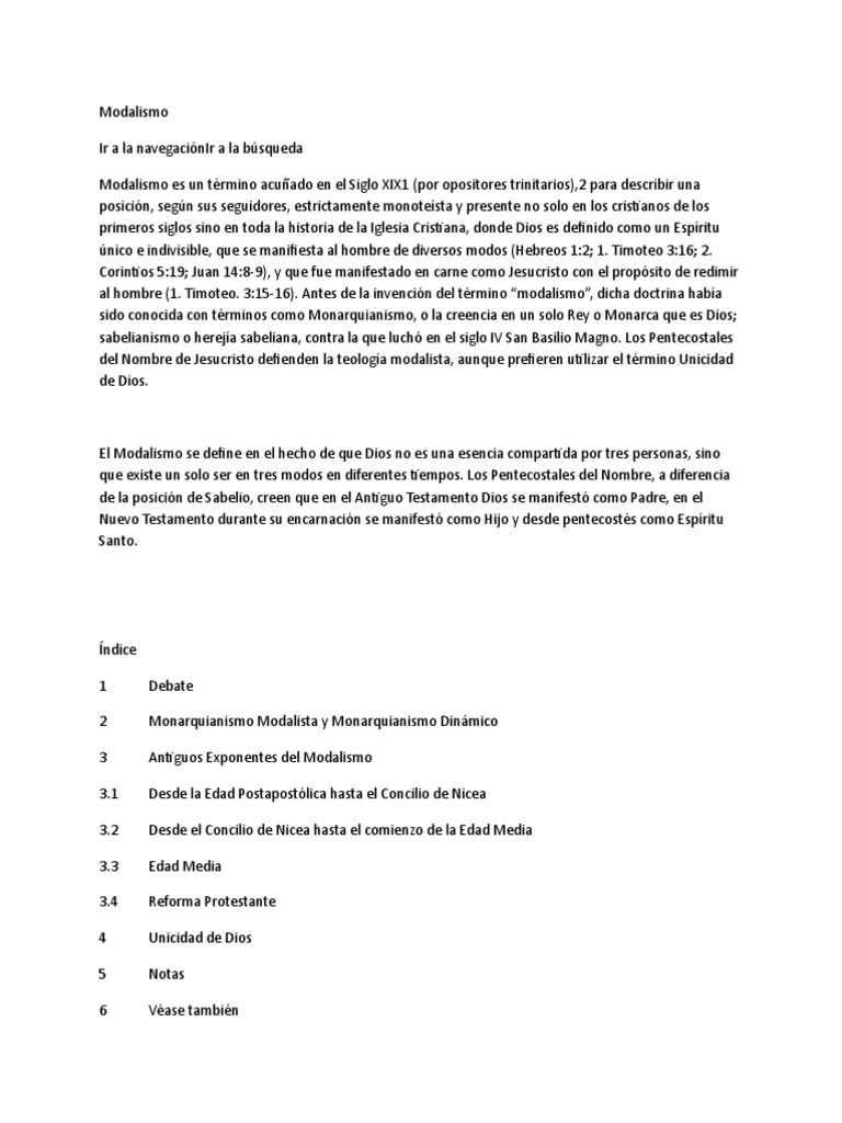Modalismo Resumen by Romero | PDF | Trinidad | Teología sistemática