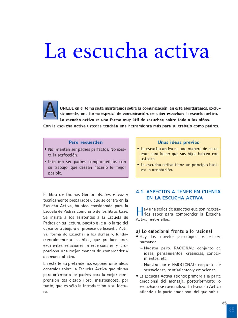 Escucha Activa | PDF | Las emociones | Autoestima