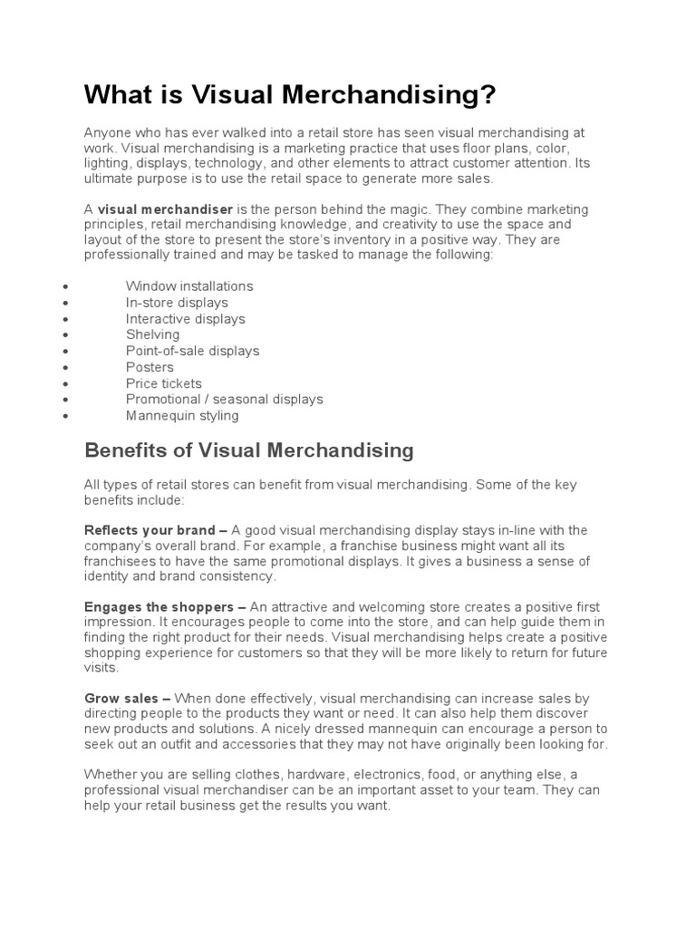 What Is Visual Merchandising | PDF | Merchandising | Retail