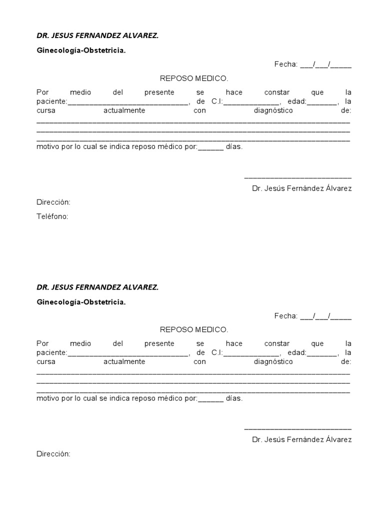 Formato Reposo | PDF