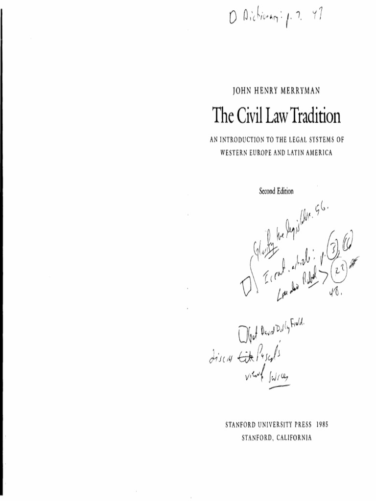 J.H. Merryman (1985) The Civil Law Tradition, 2ed | PDF | Roman Law ...