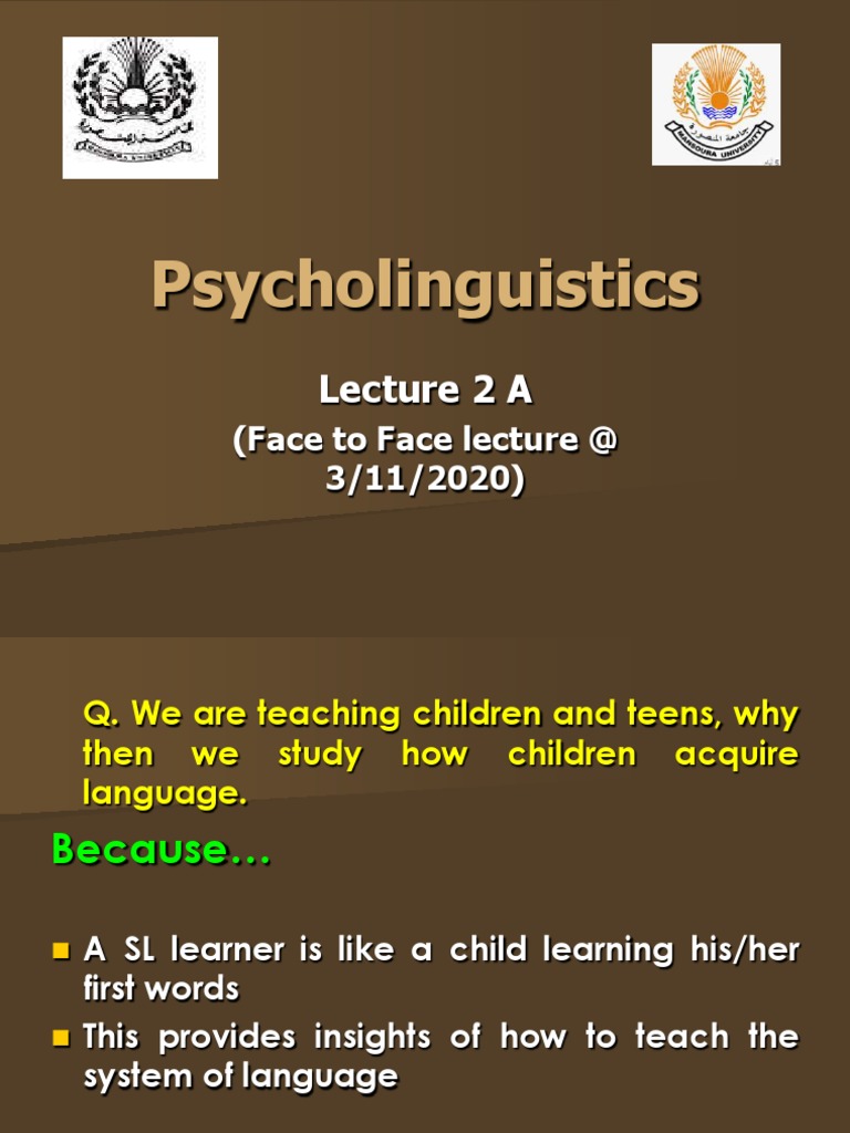 Psycholinguistics Lecture 2 A Pdf Word Speech
