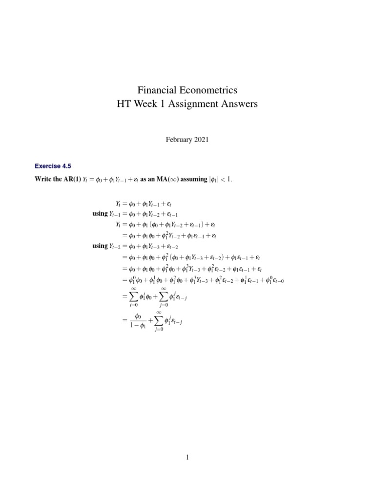 HT Week 1 Assignment Answers | PDF | Autocorrelation | Autoregressive Model