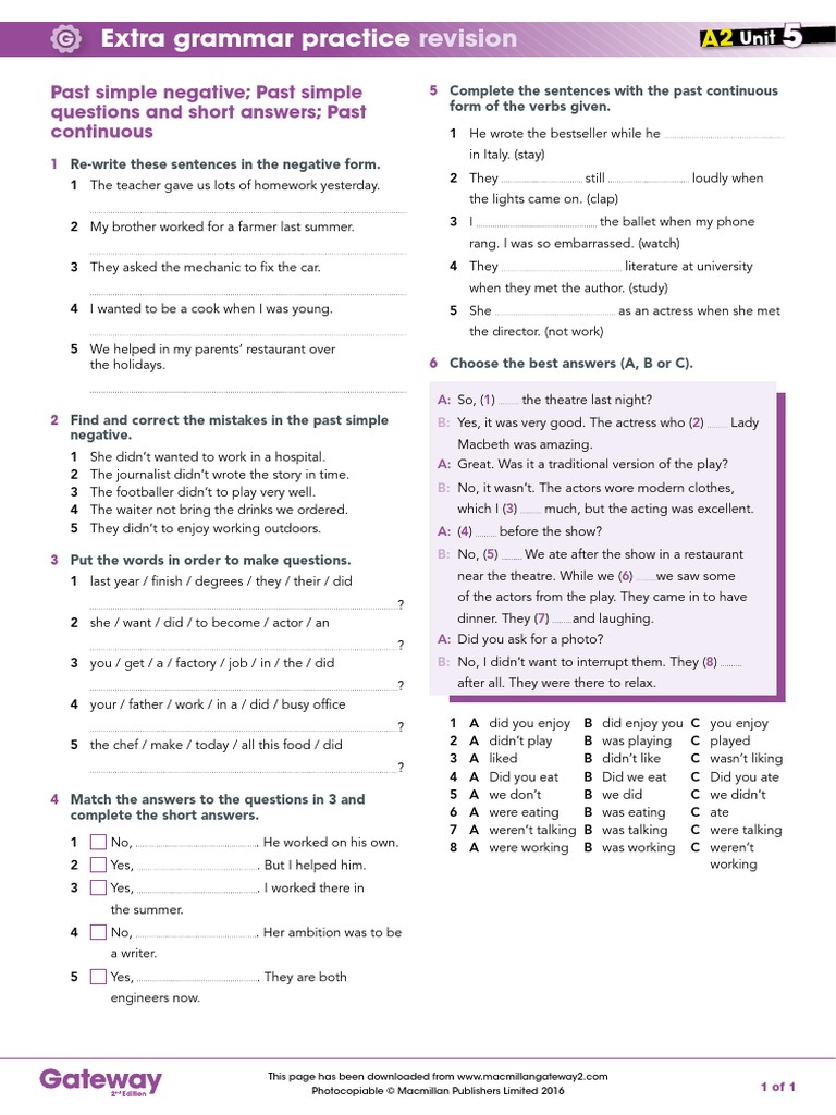 A2 UNIT 5 Extra Grammar Practice Revision | PDF | Language Mechanics | Syntax