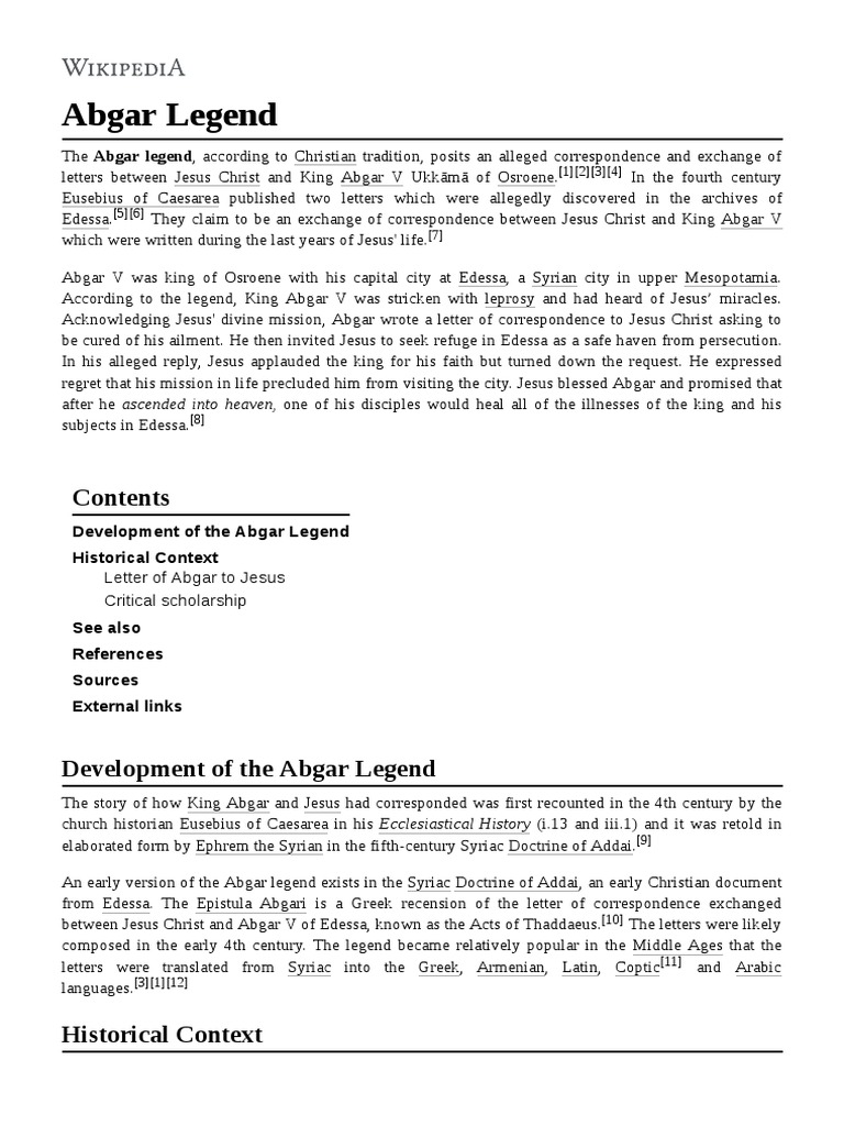 Development of The Abgar Legend Historical Context | PDF | Ancient ...