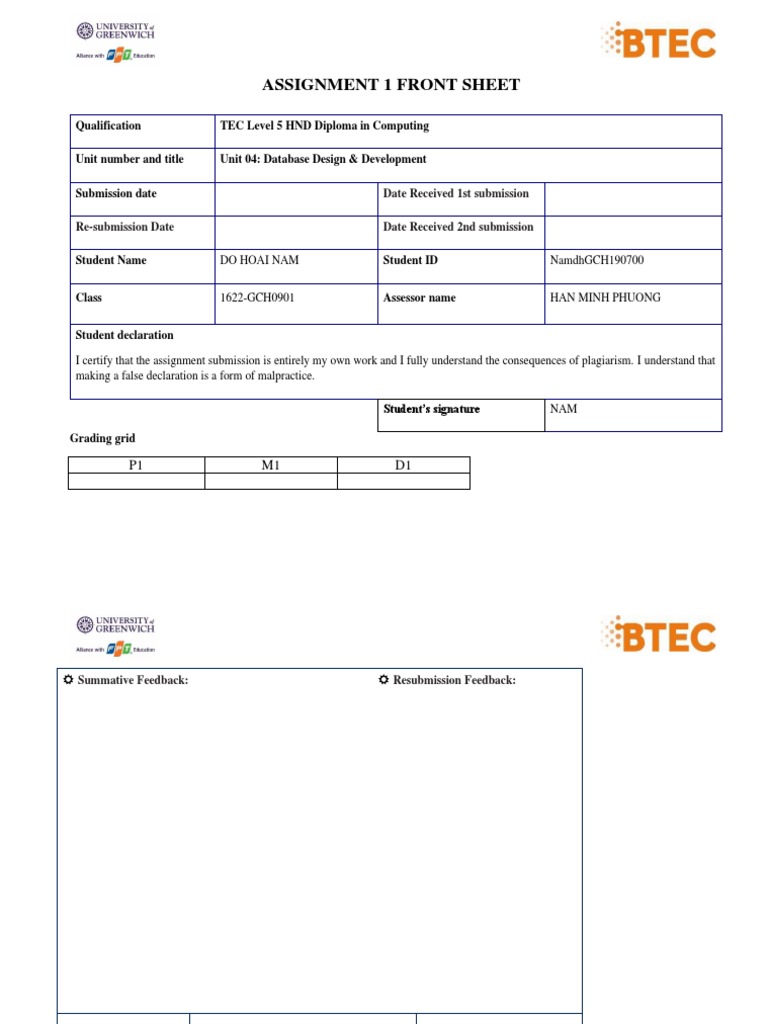 04-DDD - Assignment 1 Frontsheet | PDF | User (Computing) | Login