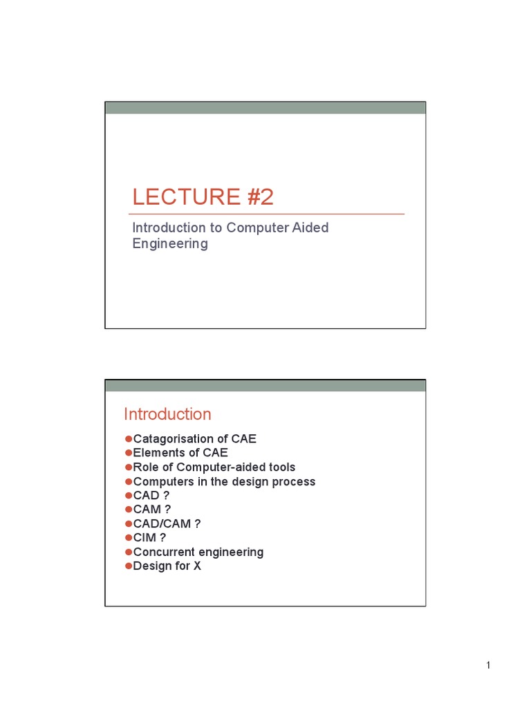 Lecture #2: Introduction To Computer Aided Engineering | PDF | Computer ...