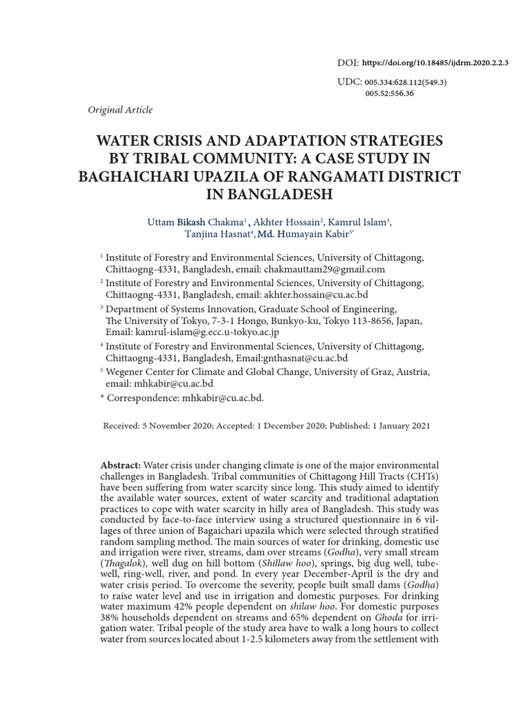 Water Crisis in Baghaichari Upazila | PDF | Water Scarcity | Water ...