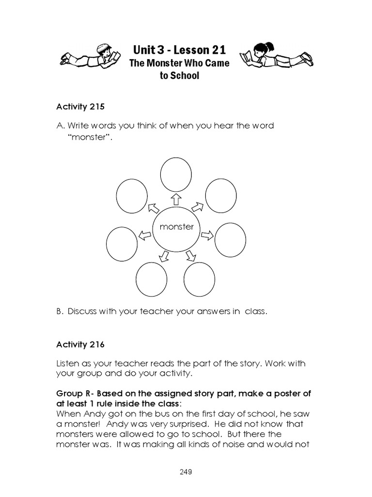 The Monster Who Came to School Activities | PDF
