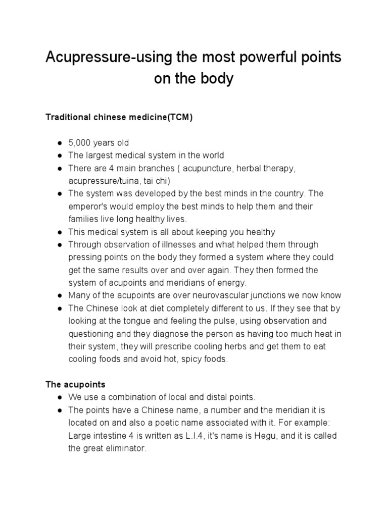 Acupressure-Using The Most Powerful Points On The Body: Traditional ...