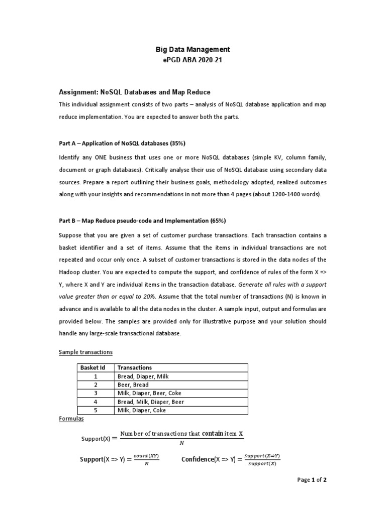 Assignment - Big Data Management | PDF | No Sql | Map Reduce
