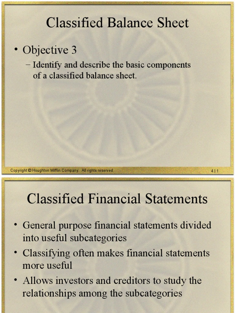 Classified Balance Sheet: - Objective 3 | PDF | Balance Sheet | Equity ...