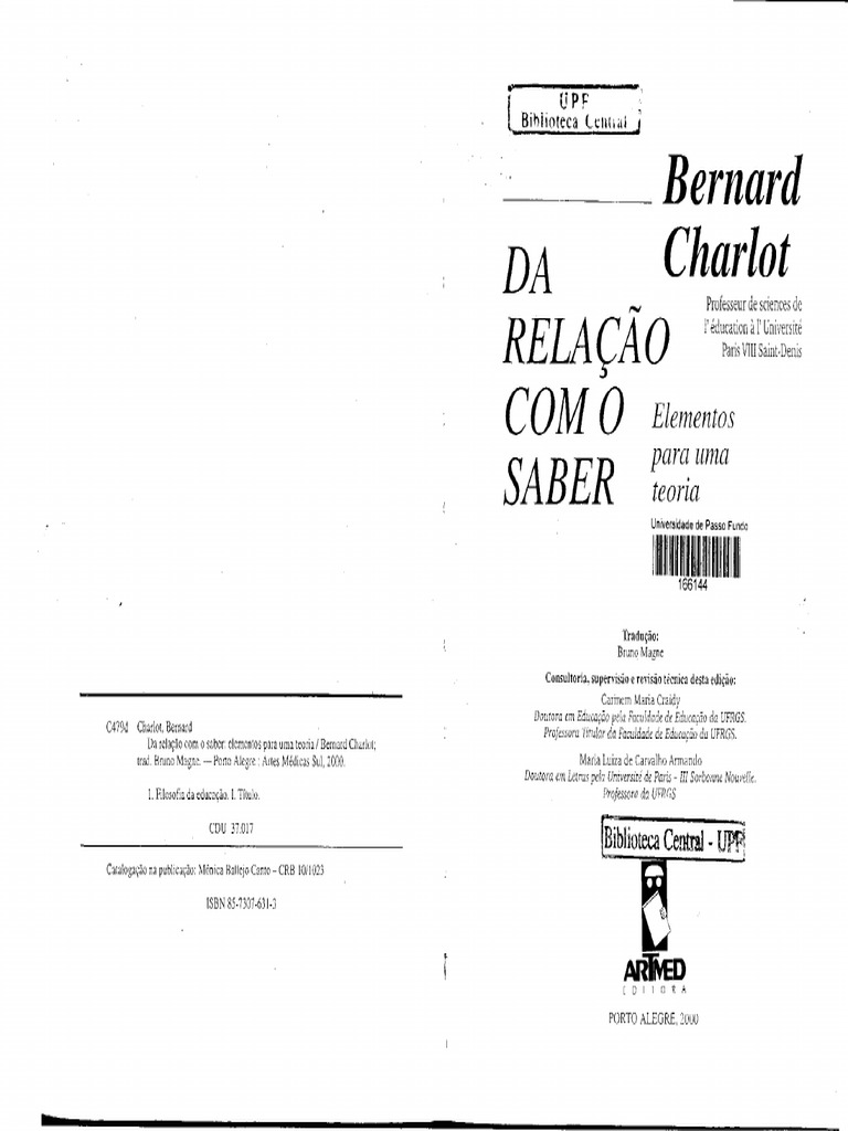 Charlot, Bernard. Da Relação Com o Saber | PDF