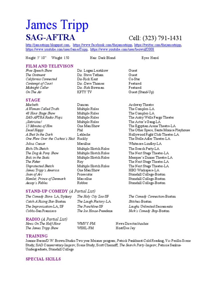 James Tripp | PDF | Performing Arts | Entertainment