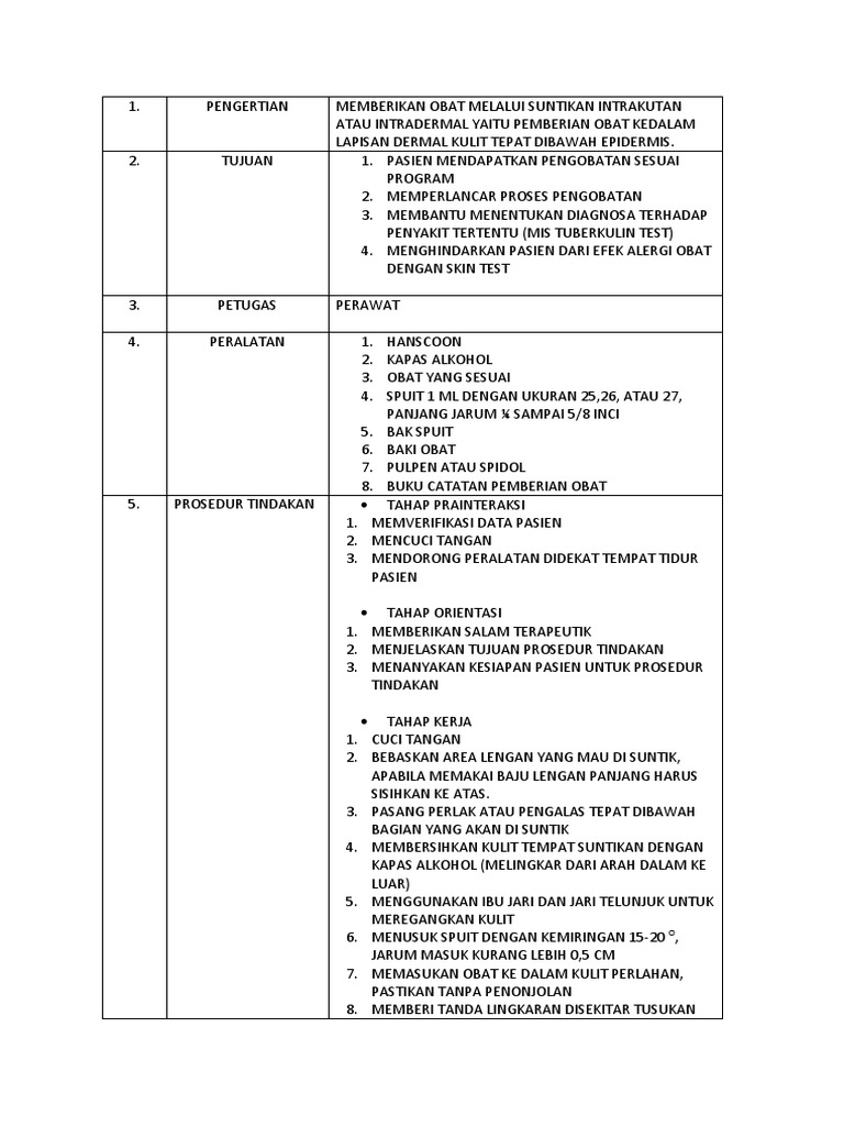 SOP Pemberian Obat Sesuai Program Terapi IM, IC | PDF | Sains & Matematika