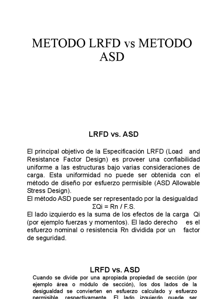 METODO LRFD Vs METODO ASD-ANEXO | PDF | Fatiga (material) | Fractura