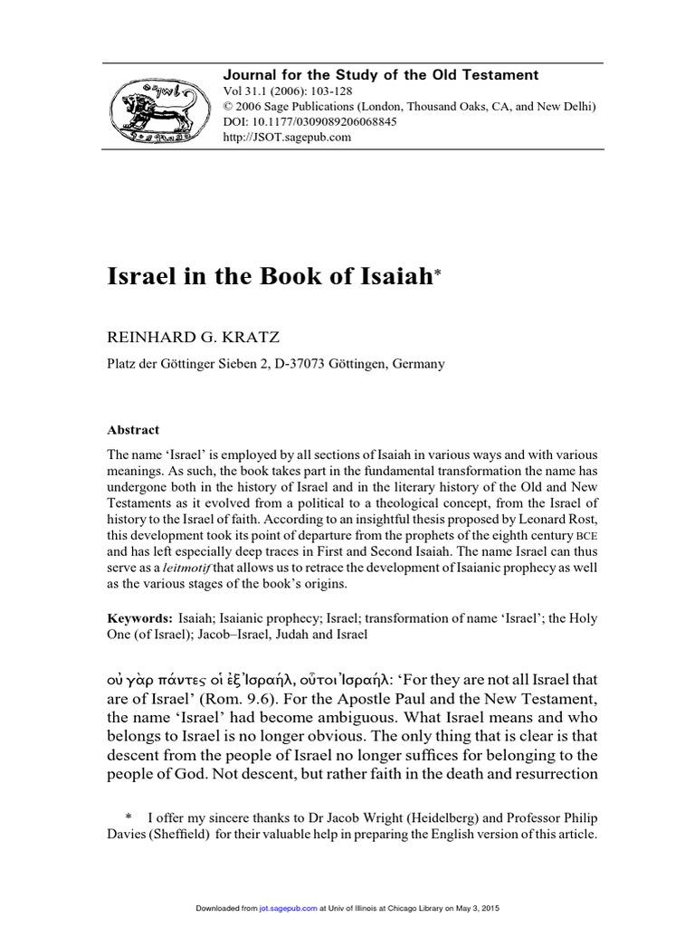 Israel in The Book of Isaiah | PDF | Book Of Isaiah | The Exodus