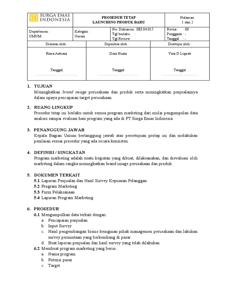 SEI.04.015 PROTAP Launching Produk Baru | PDF