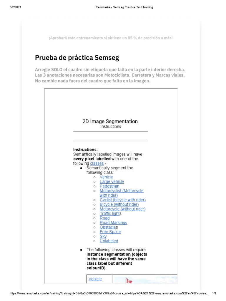 Remotasks - Semseg Practice Test Training | PDF | Vehículos de ruedas ...