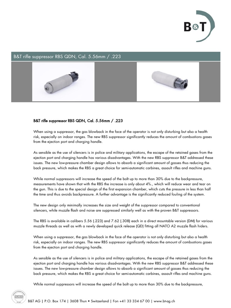 sd-122812 B&T Rifle Suppressor Rbs QDN Cal. 5.56mm .223 | PDF ...