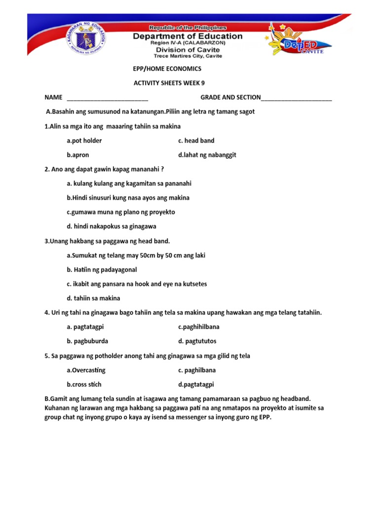 Activity Sheets Week 9 | PDF