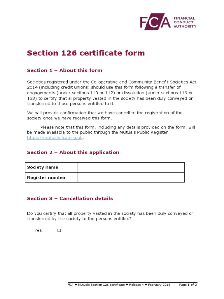 Section 126 Certificate Form | PDF