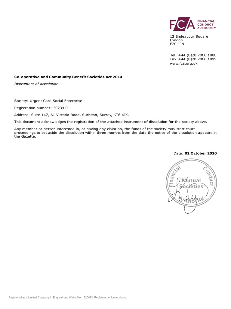 Instrument of Dissolution | PDF | Credit | Finance & Money Management