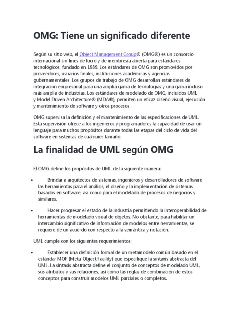 Omg Que Es | PDF | Lenguaje de modelado unificado | Lenguaje de ...