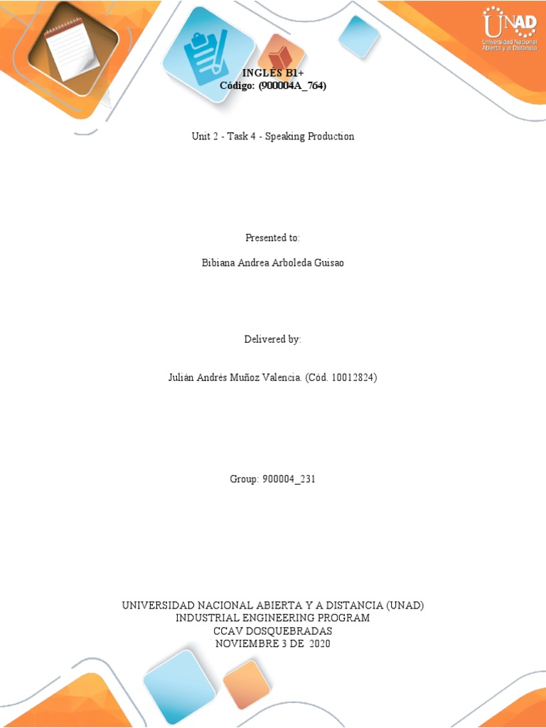 Unit 2 - Task 4 - Speaking Production | PDF Unit 2 - Task 4 - Speaking Production | PDF