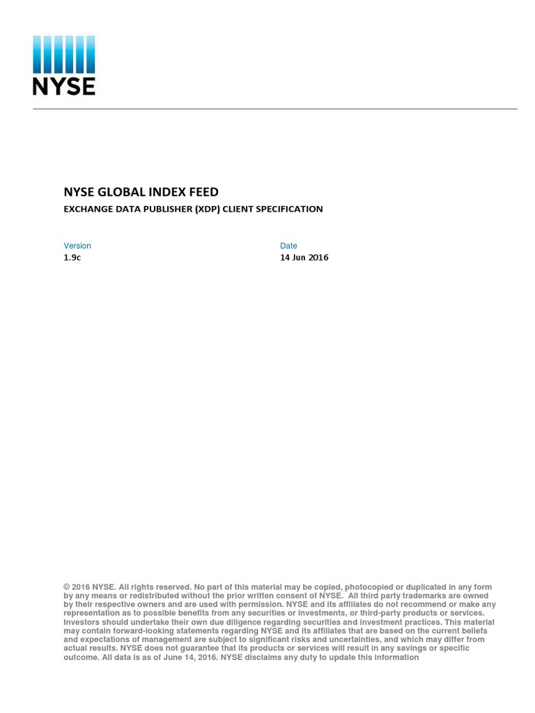 Nyse Global Index Feed: Exchange Data Publisher (XDP) Client ...
