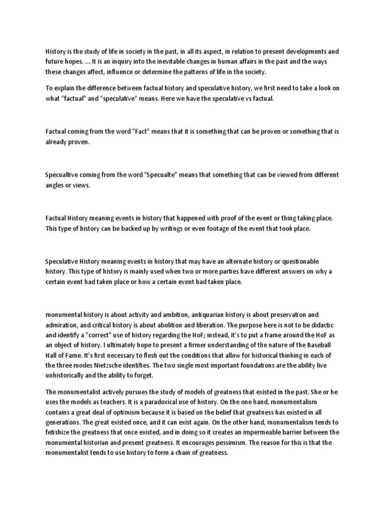 Factual vs. Speculative History Explained | PDF | Philosophical Theories
