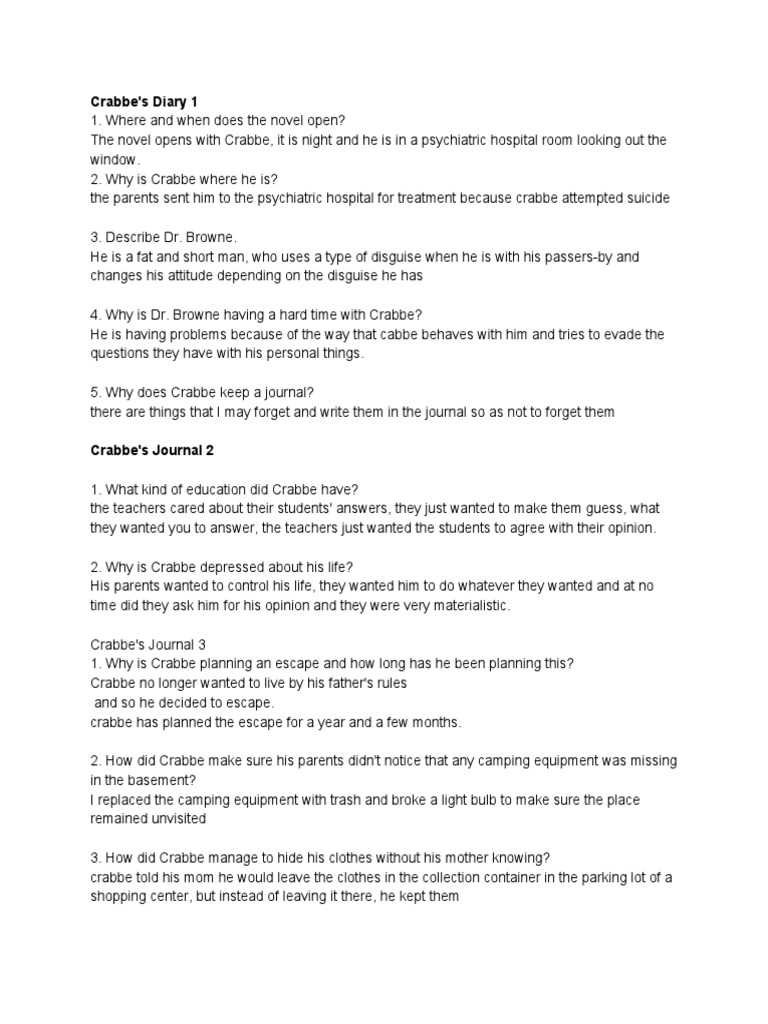 Crabbe Chapter Questions Answered-Jade | PDF