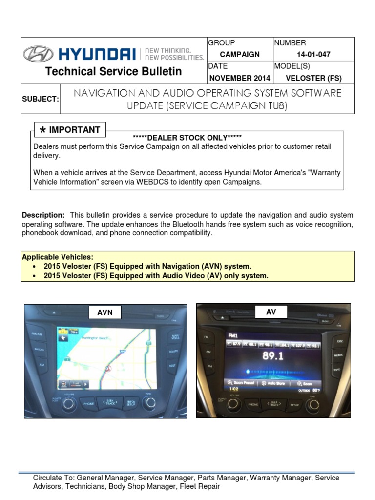 Veloster Radio Update TSB | Download Free PDF | Vehicle Technology | Car