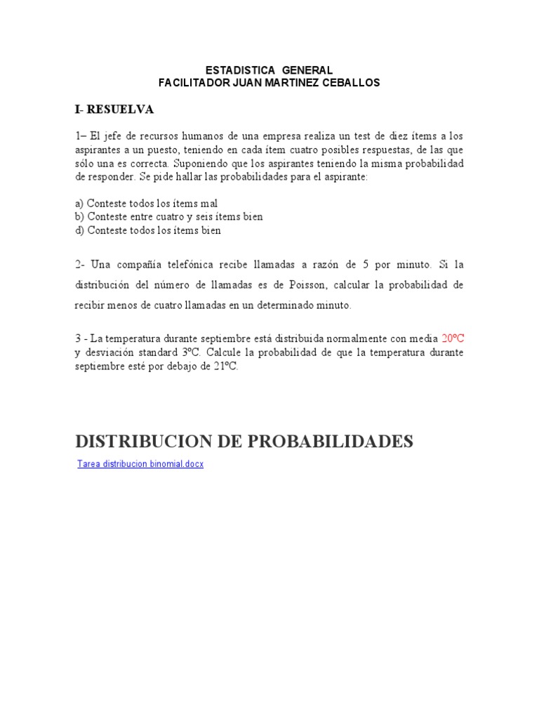 Tarea Distribucion Binomial | PDF