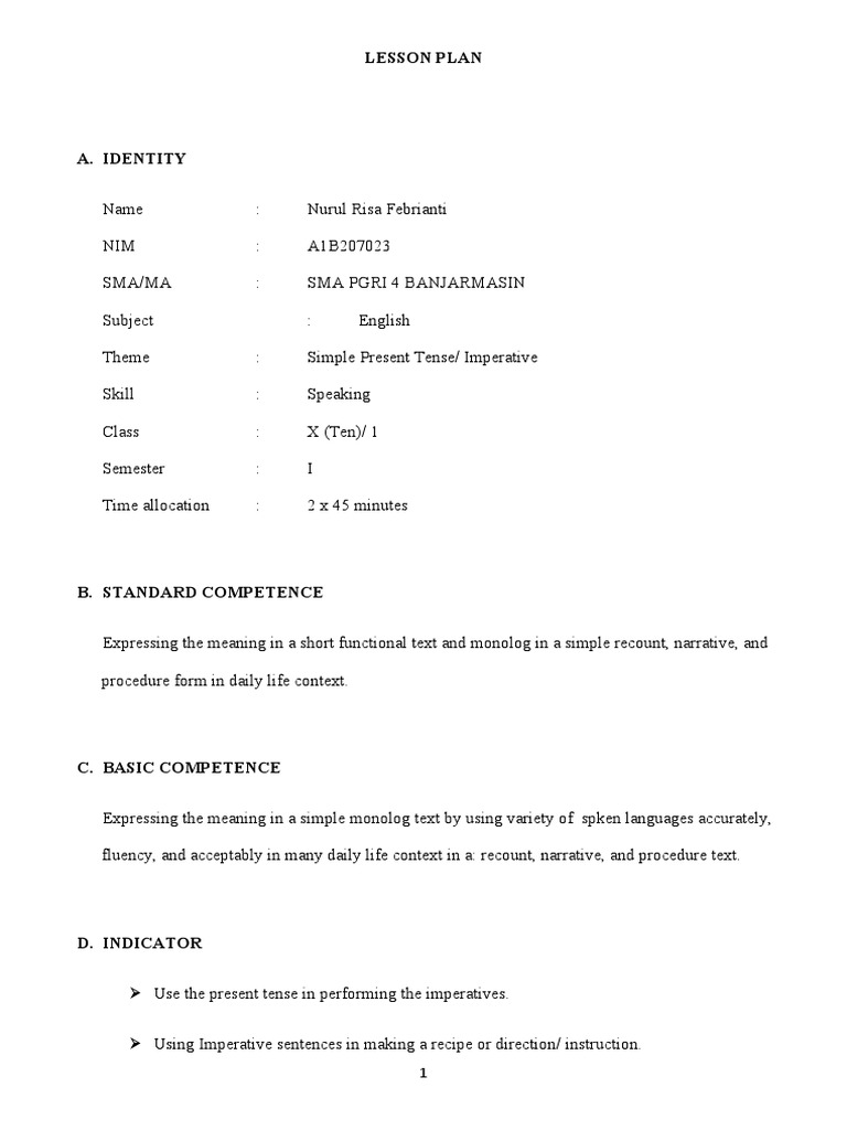 LESSON PLAN Imperative | PDF | Question | Teachers