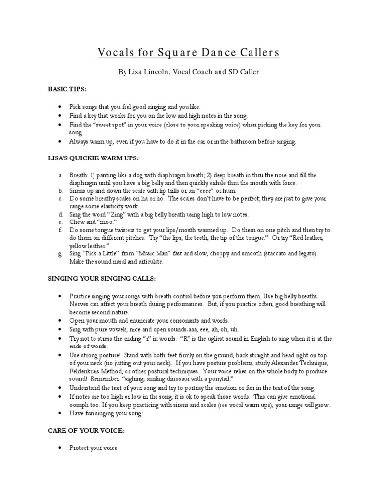 Vocals For Square Dance Calling 2 | PDF | Singing | Human Voice