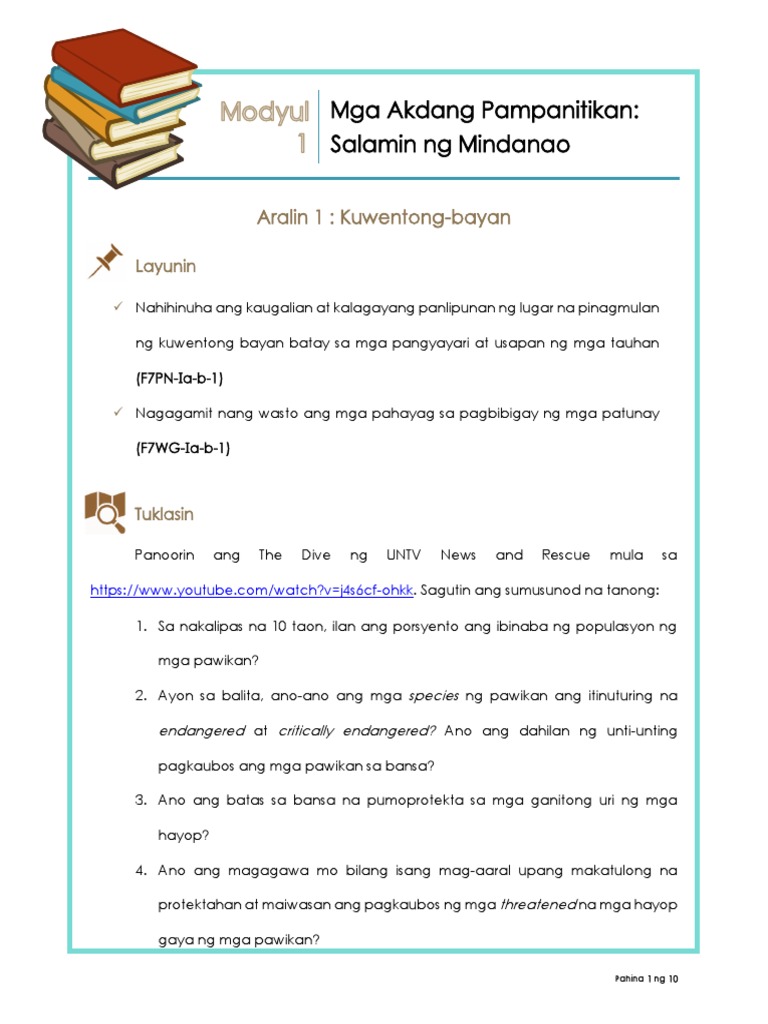 Filipino 7 - Modyul 1 | PDF
